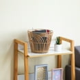 Homezone Handwoven Natural Rattan Basket with Modern Weave, Round ...