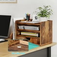Multi-Tier Wood Desk File Organizer with Side File Rack, 3 Tray Shelves ...