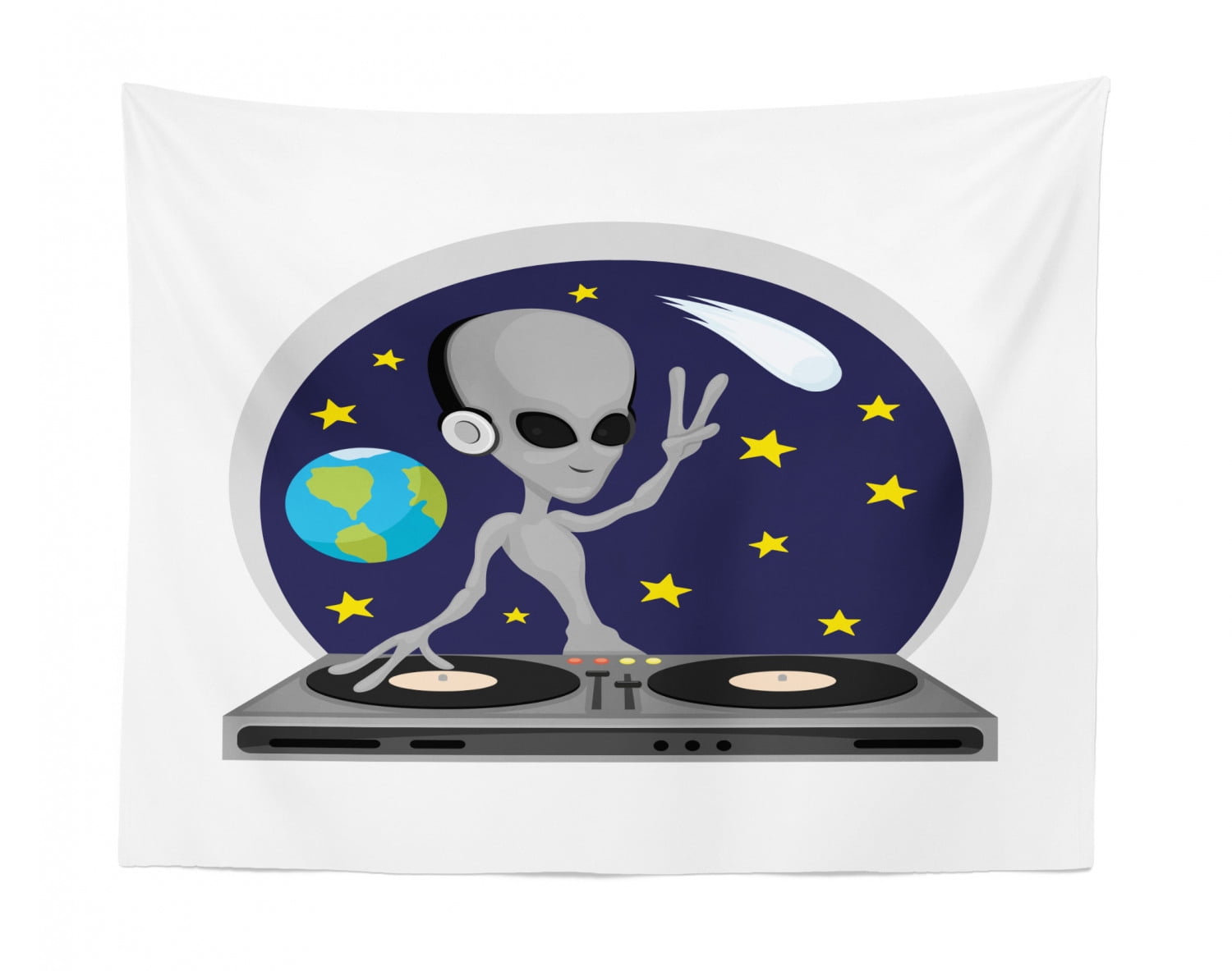 Science Party Tapestry, One-Eyed Aliens in Female Human Being Colorful ...