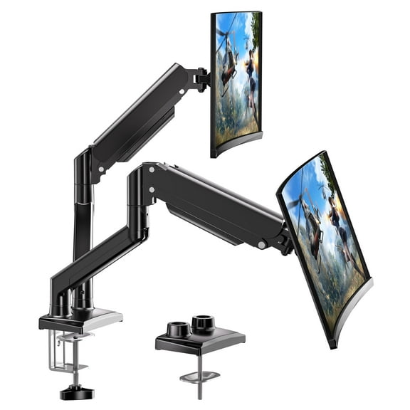 onn 13" - 32" Full Motion Dual Monitor Desk Mount - Walmart.com