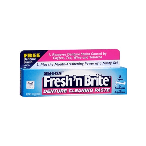Fresh'n Brite Denture Cleaning Paste, Mouth Fresh Minty Gel, 3.8 oz, 3 ...