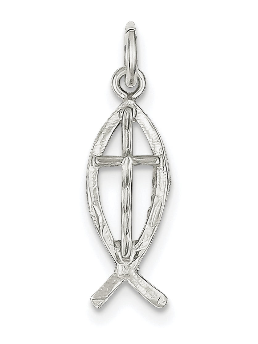 Sterling Silver Ichthus (Fish) Charm (22 X 9) Made In United States ...