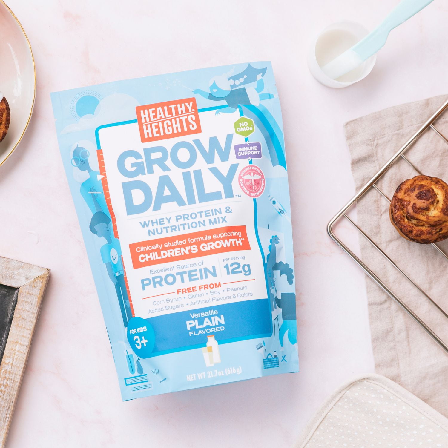 Buy Healthy Heights Grow Daily 3+ Pediatric Shake Mix Powder, Plain, 12g Protein, 1.36lb Online ...