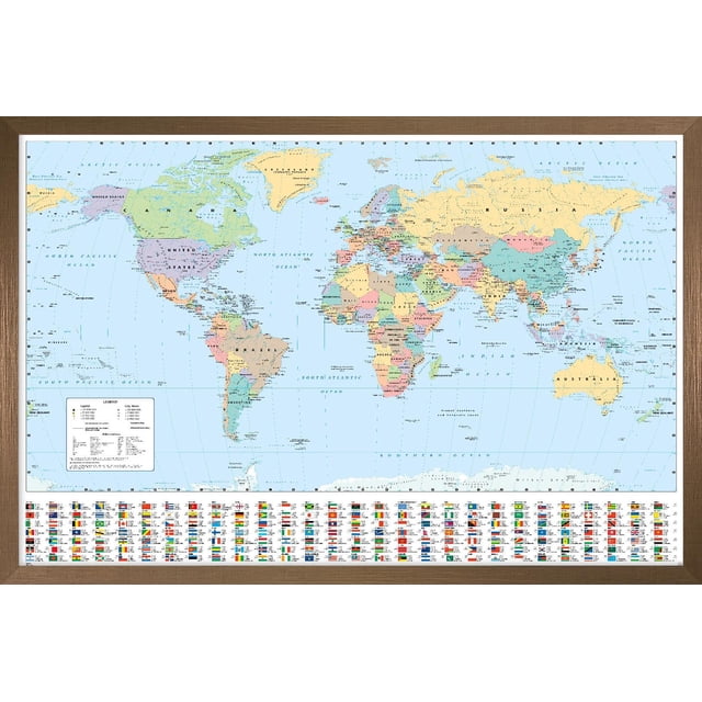 World Map 2023 Wall Poster, 22.375" x 34" Framed - Walmart.com
