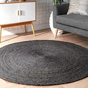Ripaz Vogue Living Room Carpet: Hand Braided Black Jute Area Rug (3x3 ...