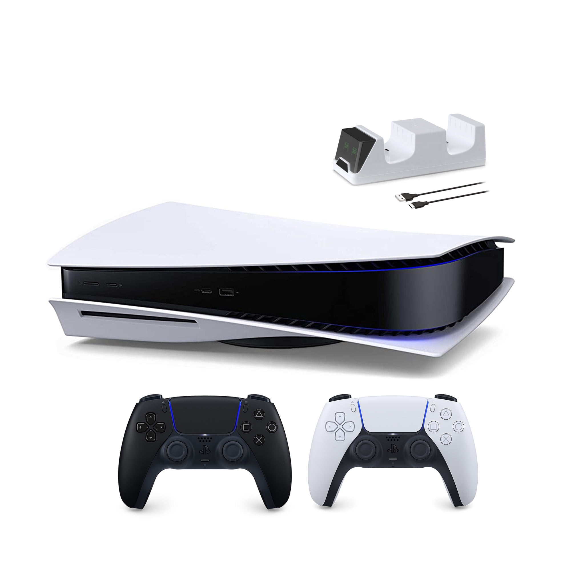 PlayStation 5 Disc Edition with Two Controllers White and Midnight ...