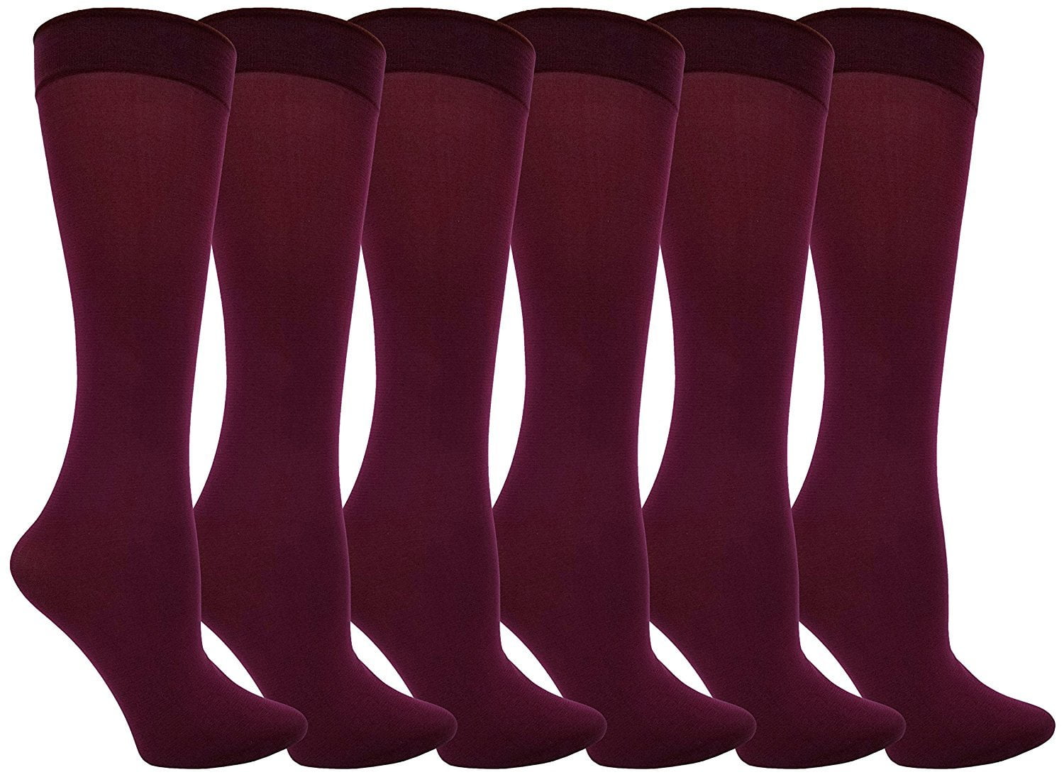 Women’s Trouser Socks, 6 Pairs, Opaque Stretchy Nylon Knee High, Many ...