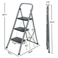 HomGarden 3-Step Ladder, Steel Stool, Wide Pedal Non-Slip, Max 300 lbs ...