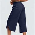 BLCHUNen Wide Leg Pants Woman Capris Side Split Elastic Mid Waisted ...