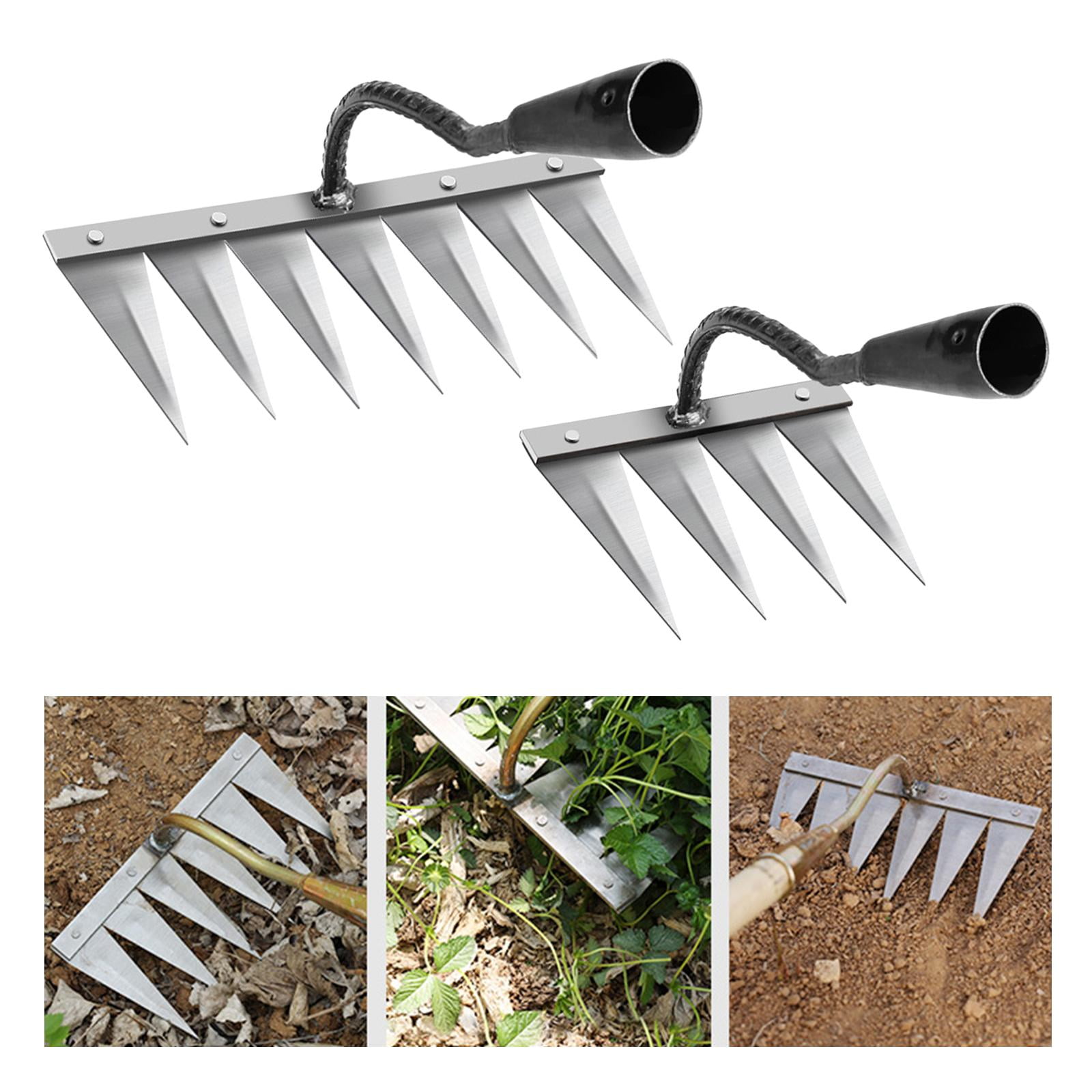 2x Weeding Hoe Rake Harrow Gardening Ground Soil Loosening Planting ...