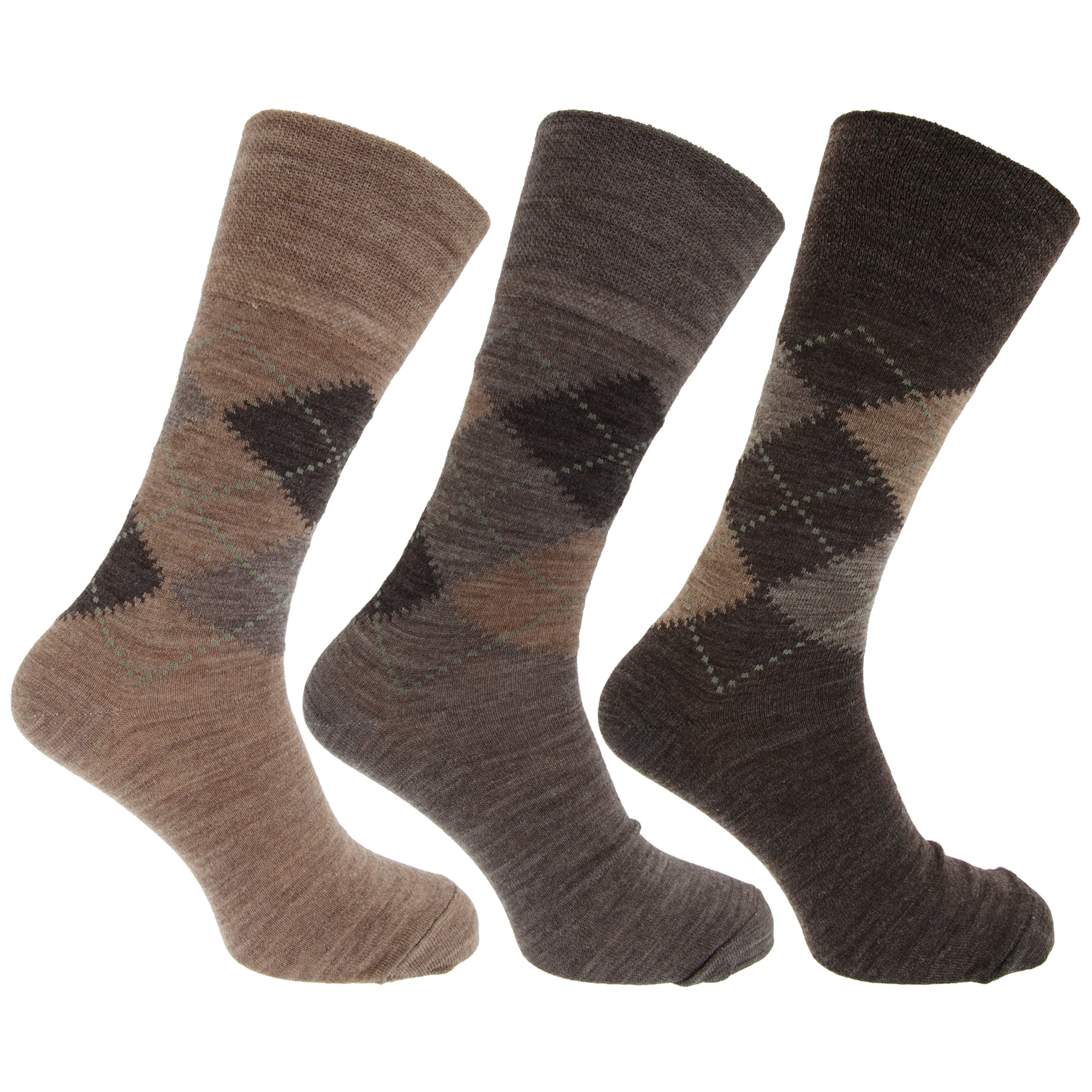 Mens Traditional Argyle Pattern Non Elastic Lambs Wool Blend Socks ...