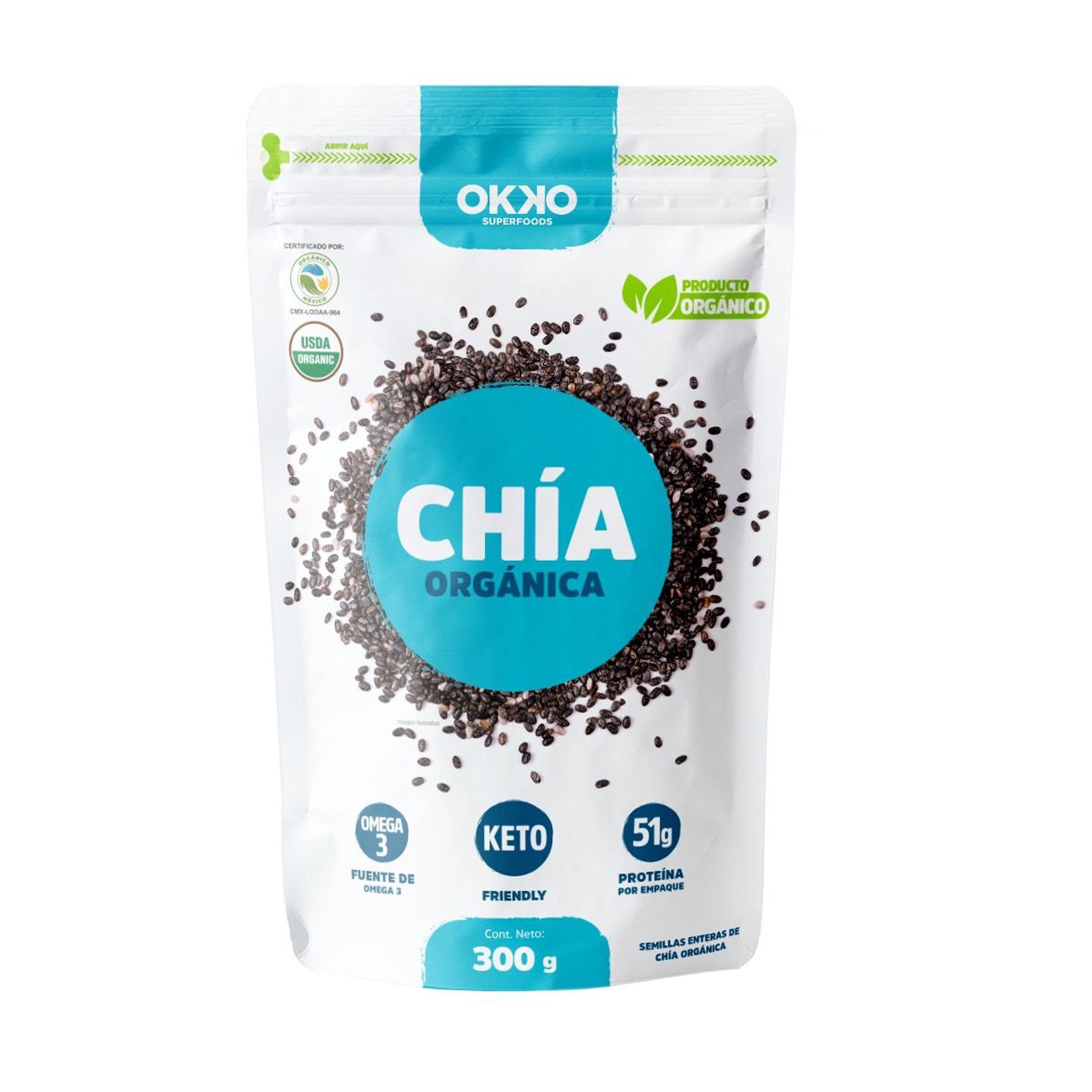 OKKO SEMILLAS DE CHÍA ORGÁNICA 300 G | Walmart en línea