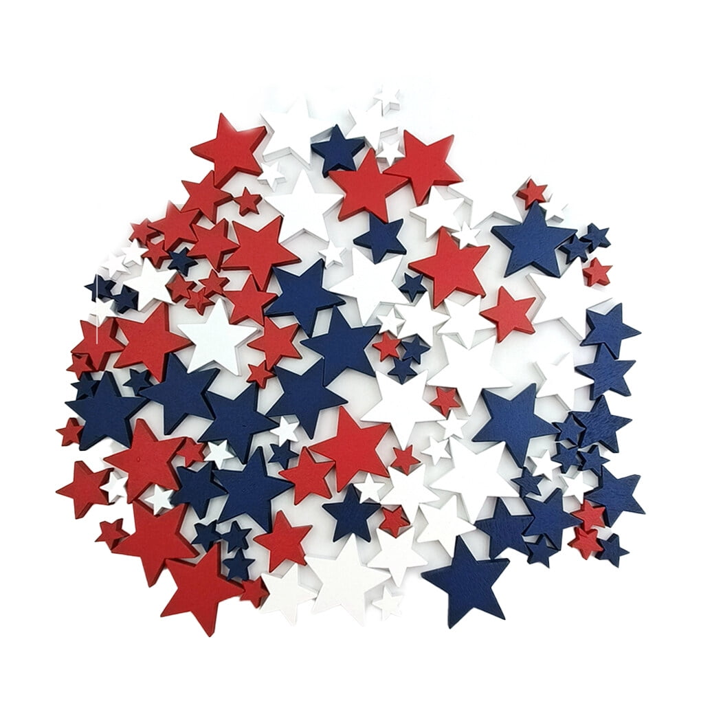 120 Pieces Wood Star Mixed Embellishment 10-30mm Handmade Craft Wooden ...