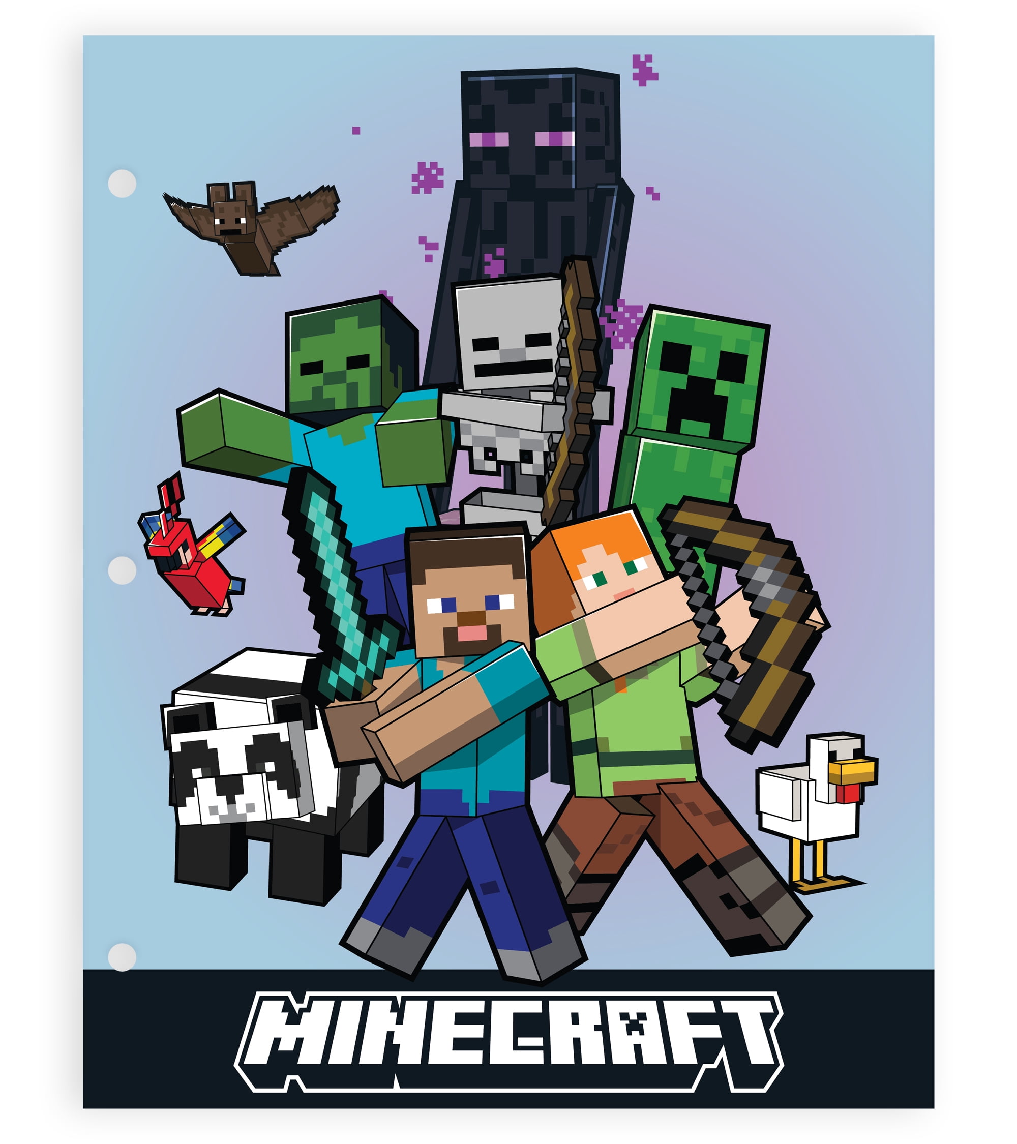 Minecraft 2-Pocket Paper Folder, 3-Hole Punch, 9.25" x 11.75", Multi ...