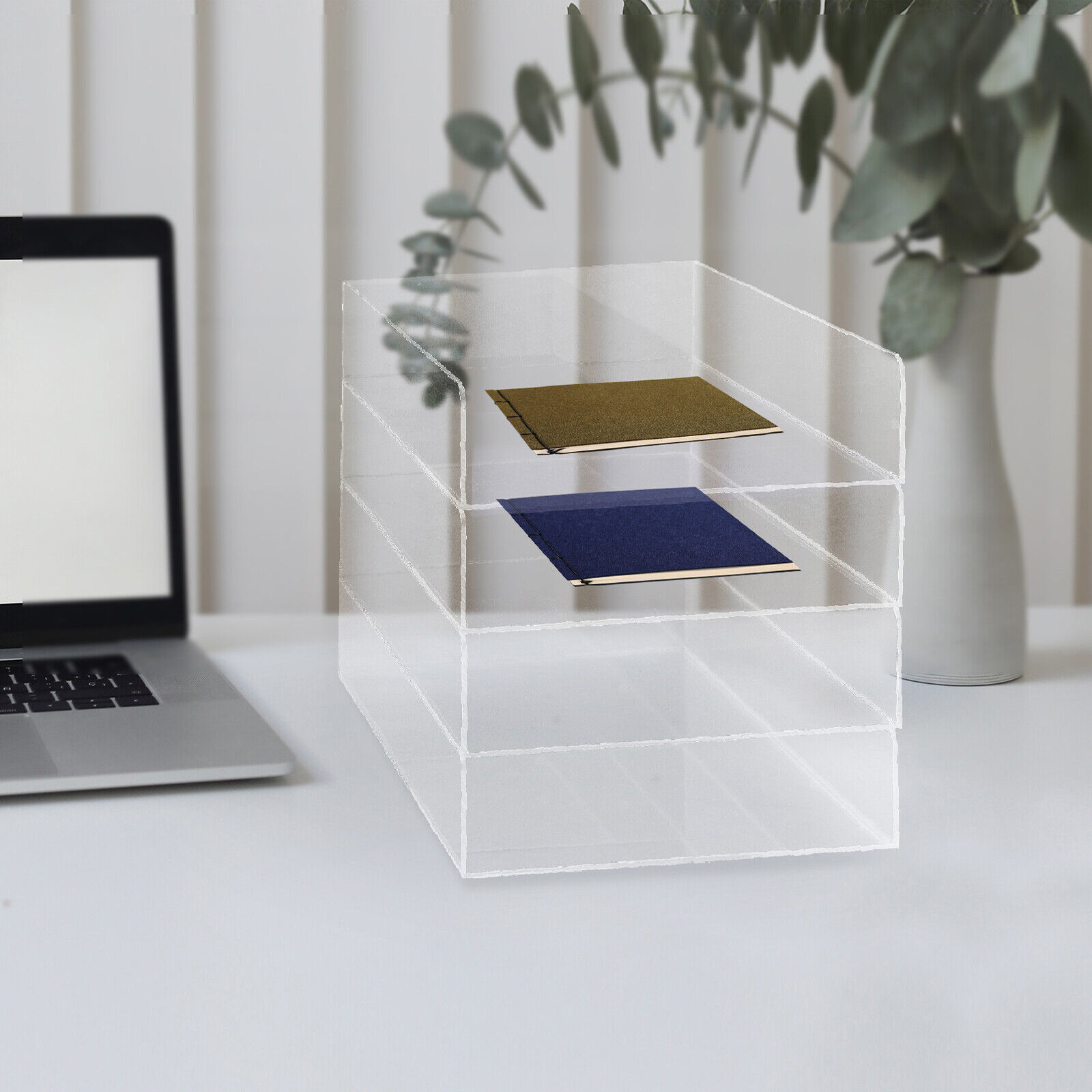 Fichiouy Notebook Letter Tray 4 Tier Acrylic Stackable Desk Organizer ...