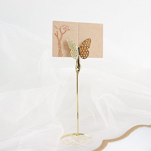 BalsaCircle 5 Gold 5" Metal Table Number Sign Holder Stands Butterfly ...
