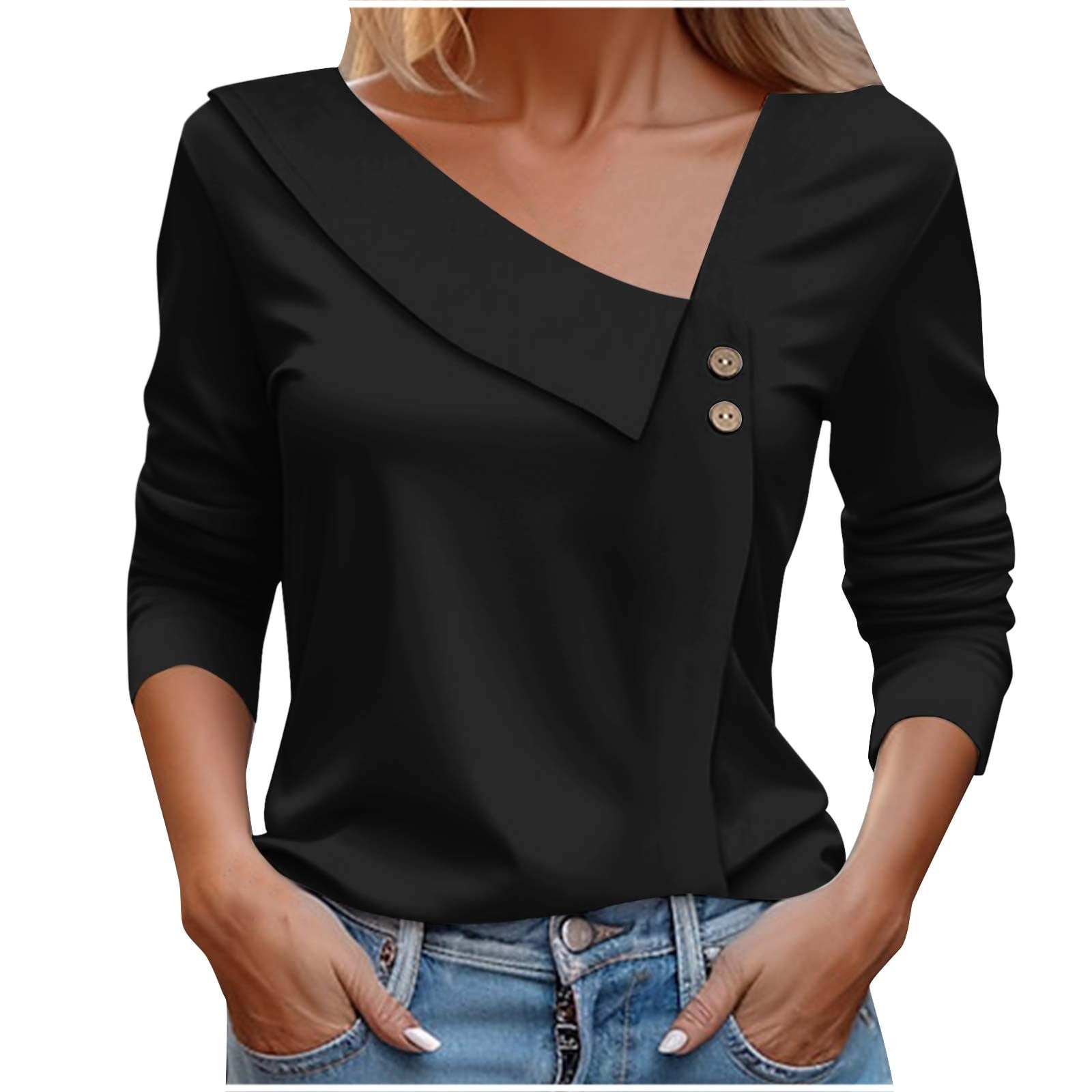 Click here for Yuyuzo Shirts For Women Button V Neck 3/4 Sleeve L... prices