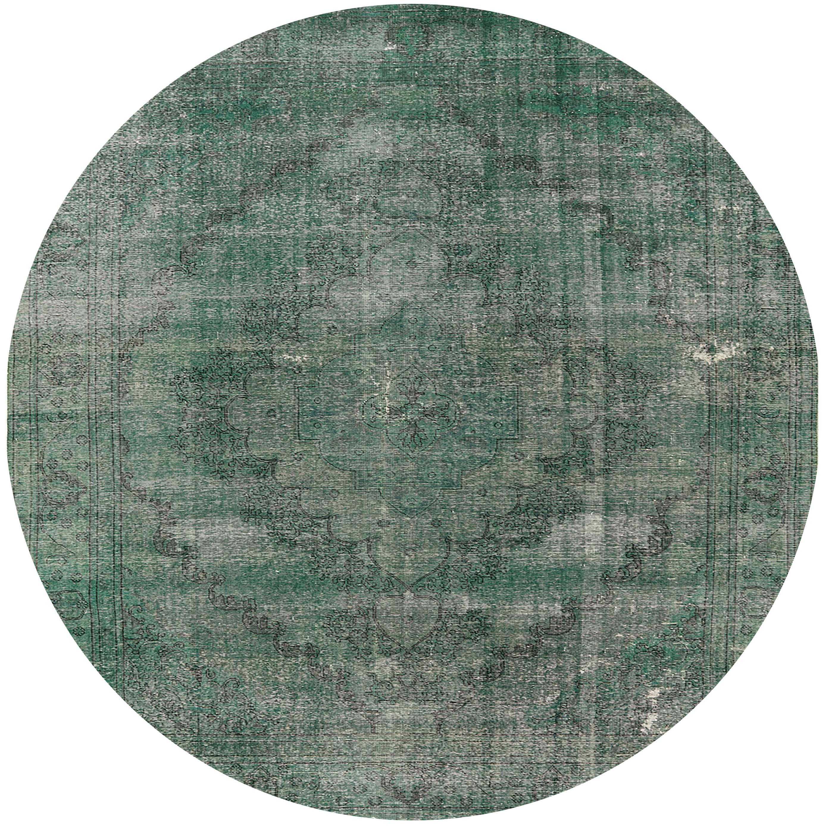 Ahgly Company Indoor Round Mid-Century Modern Green Oriental Area Rugs ...