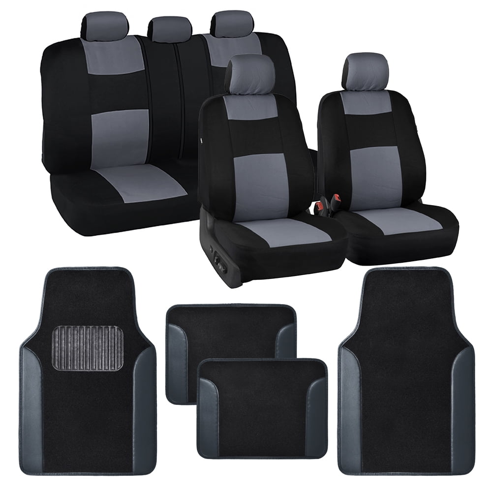 BDK Sporty Car Seat Covers & Car Floor Mats Complete Full Set - Two ...
