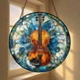 Classical Violin Glass Style Suncatcher – Round Music Window Decor ...