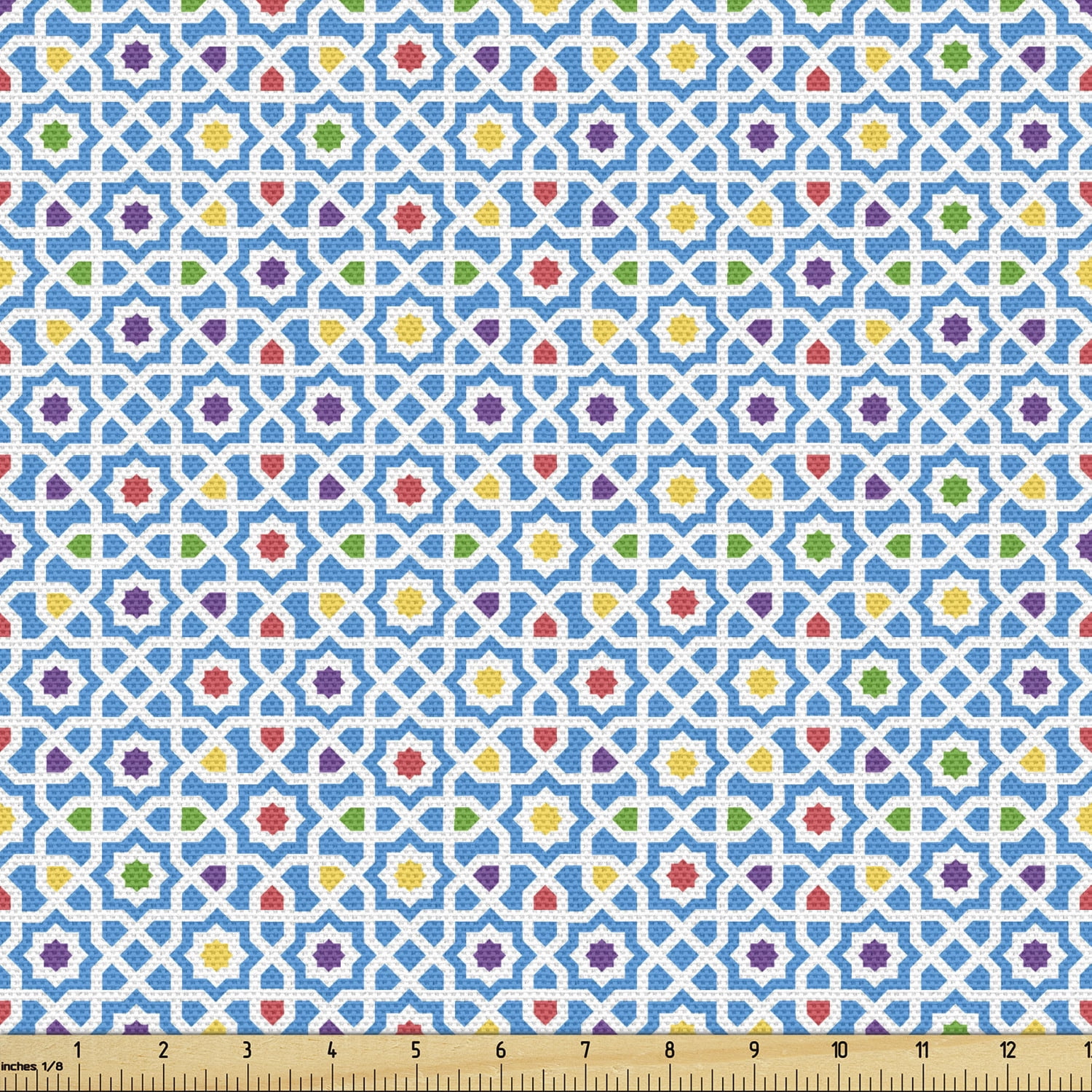 Orient Fabric by the Yard, Continuous Folkloric Pattern with Colorful ...