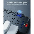 SUPERDANNY USB-C Power Strip, Surge Protector, 22 AC & 6 USB Ports, 6 ...