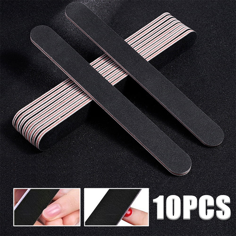 Visland 10PCS Women Nail Files, Lightweight Portable Sandpaper Black ...