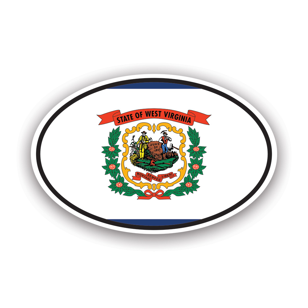 West Virginia Flag Oval Sticker Decal - Self Adhesive Vinyl ...