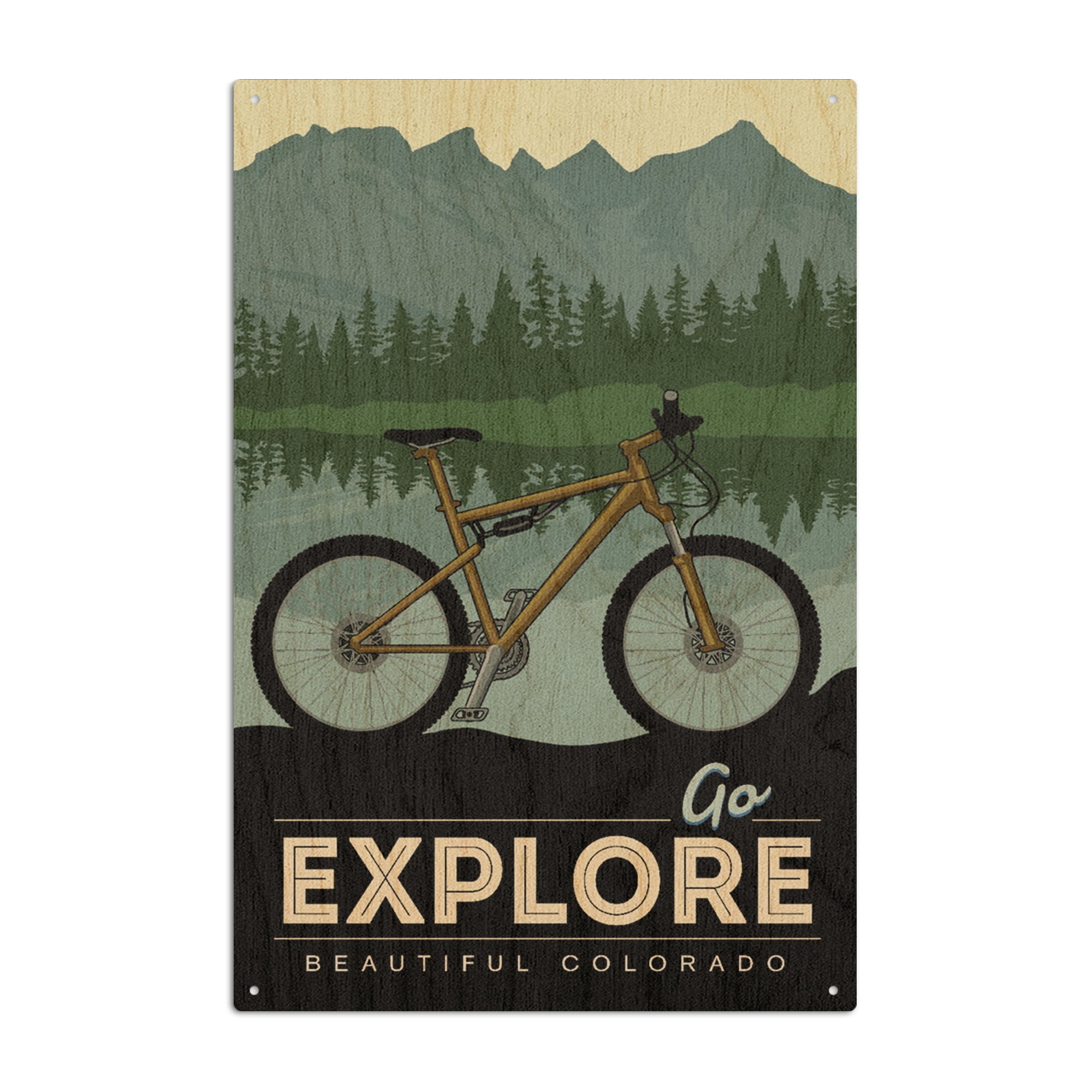 Colorado, Go Explore, Bike Birch Wood Wall Sign (6x9 Rustic Home Decor ...