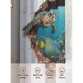 Broken Wall Sea Turtle Sheer Curtains 45 inches Long, Vintage Nautical ...
