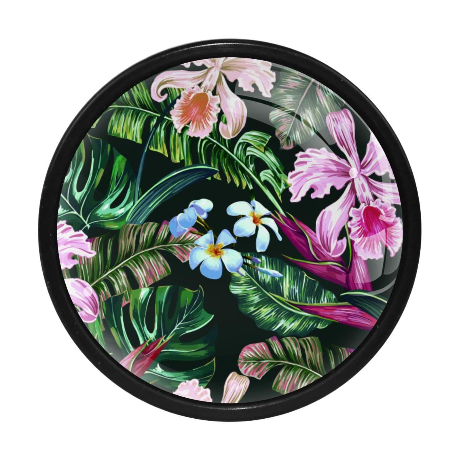 4 Pcs Flowers Palm Leaves Knobs for Kitchen Cabinet Cupboard Dresser ...