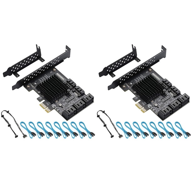 2X Tarjeta PCIE SATA de 8 Puertos, Tarjeta PCIe SATA 3.0 de 6 Gbps, Tarjeta de Expansión de ...