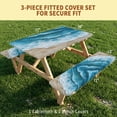 Abstract Beach Waves Picnic Table Cover with Bench Covers Watercolor ...