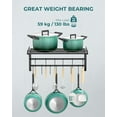 23 Inch Wall Mounted Pot Rack Storage Shelf with 2 Tier Hanging Rails ...
