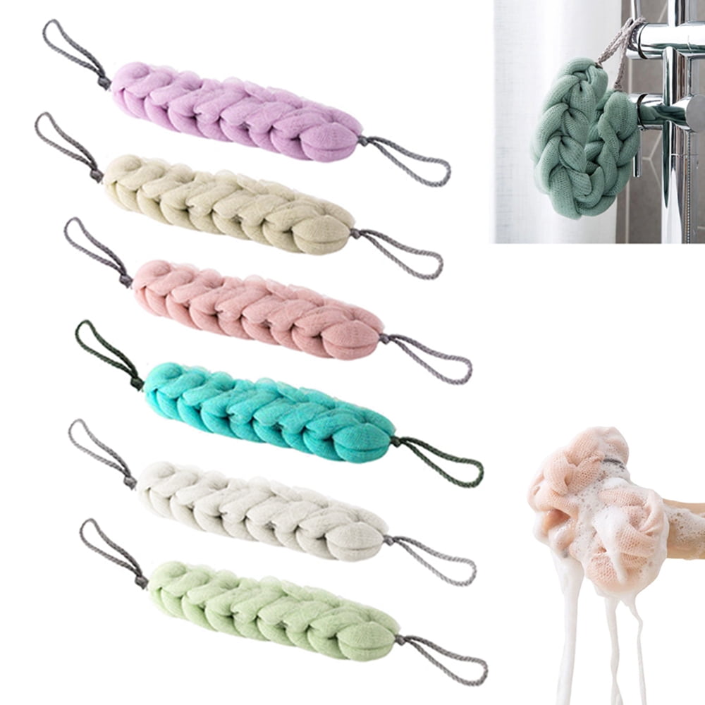 6 Mesh Sponge Braided Rope Back Scrubber Soft Puff Bath Shower ...
