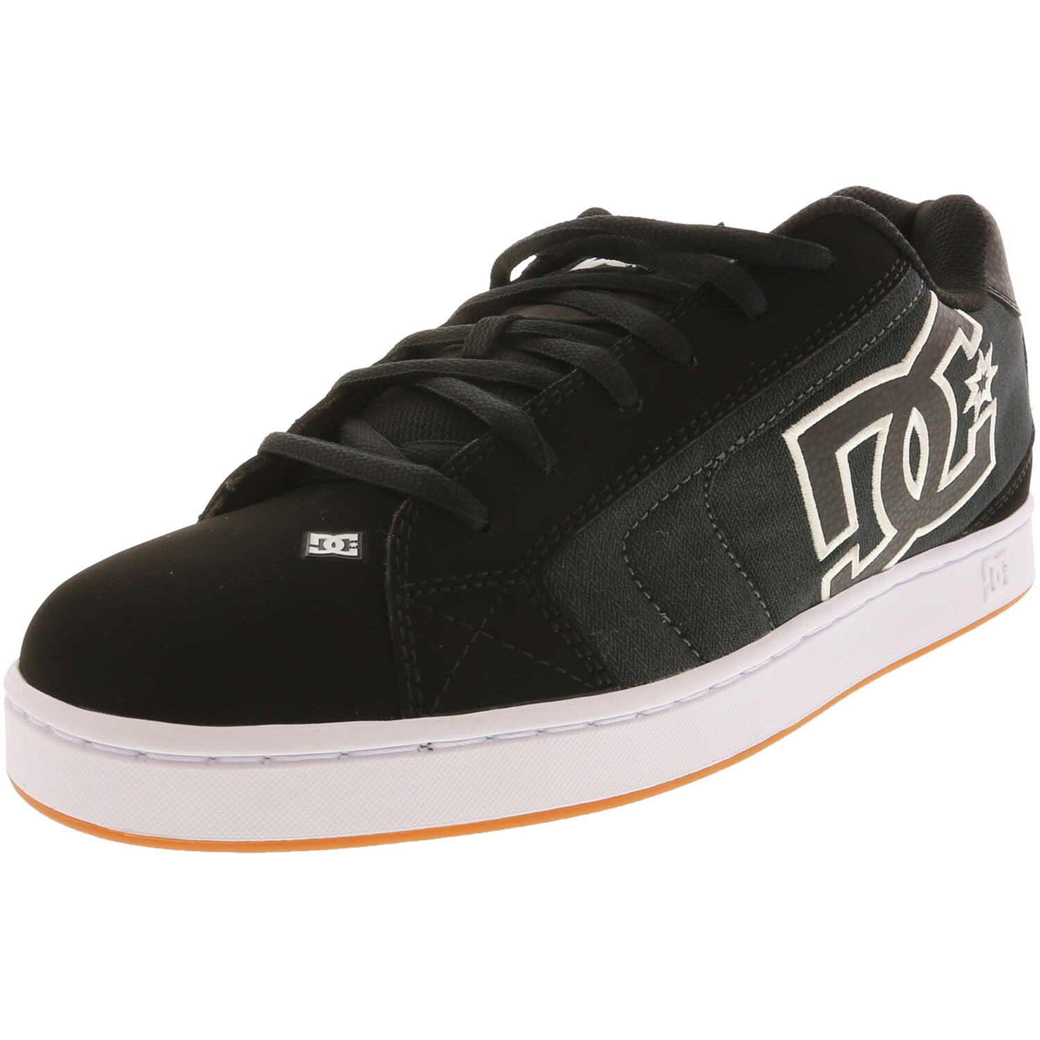 Dc Net Se Low Top Leather Skateboarding Shoe - 9M - Black / Herrigbone ...