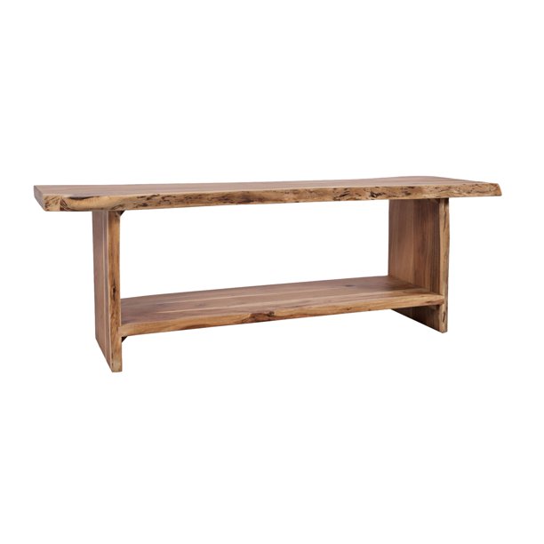 Storage Bench with Open Shelf and Live Edge, Natural- Saltoro Sherpi ...