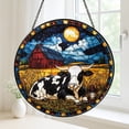 Rustic Farm Scene Stained Glass Style Window Hanging - Walmart.com