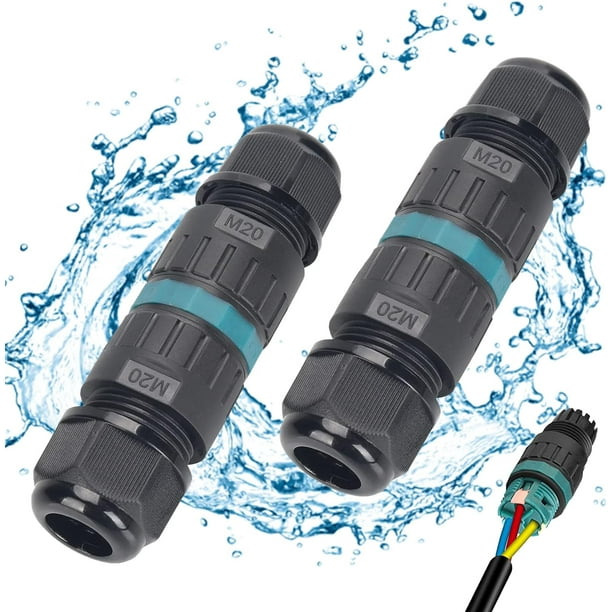 Juego de conectores de cable de 3 pines a prueba de agua IP68 para cables de 9 a 12 mm, conexión ...