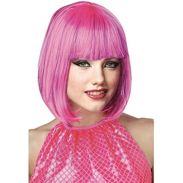Hot Pink Bob Wig Adult Halloween Accessory - Walmart.com