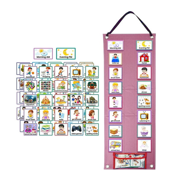 Gráfico de calendario con horarios visuales para niños, tarjeta de ...