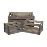 Contemporary Home Living Set of 5 Brown Solid Nested Slat Crates with ...