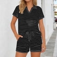DHFJKG Two Piece Sets For Women Summer Loungewear Sets Striped V Neck T ...