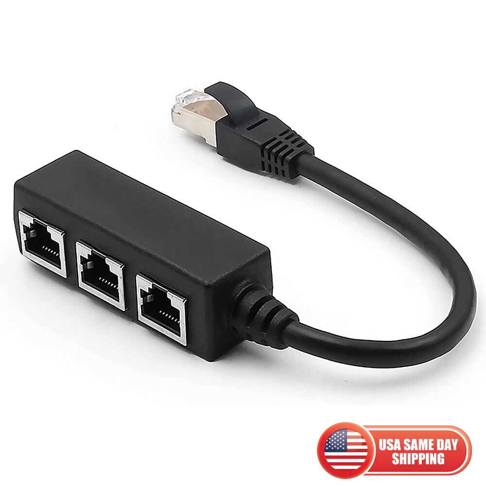RJ45 LAN Ethernet Splitter Adapter 1 to 3 Port Cable Network LAN PC ...