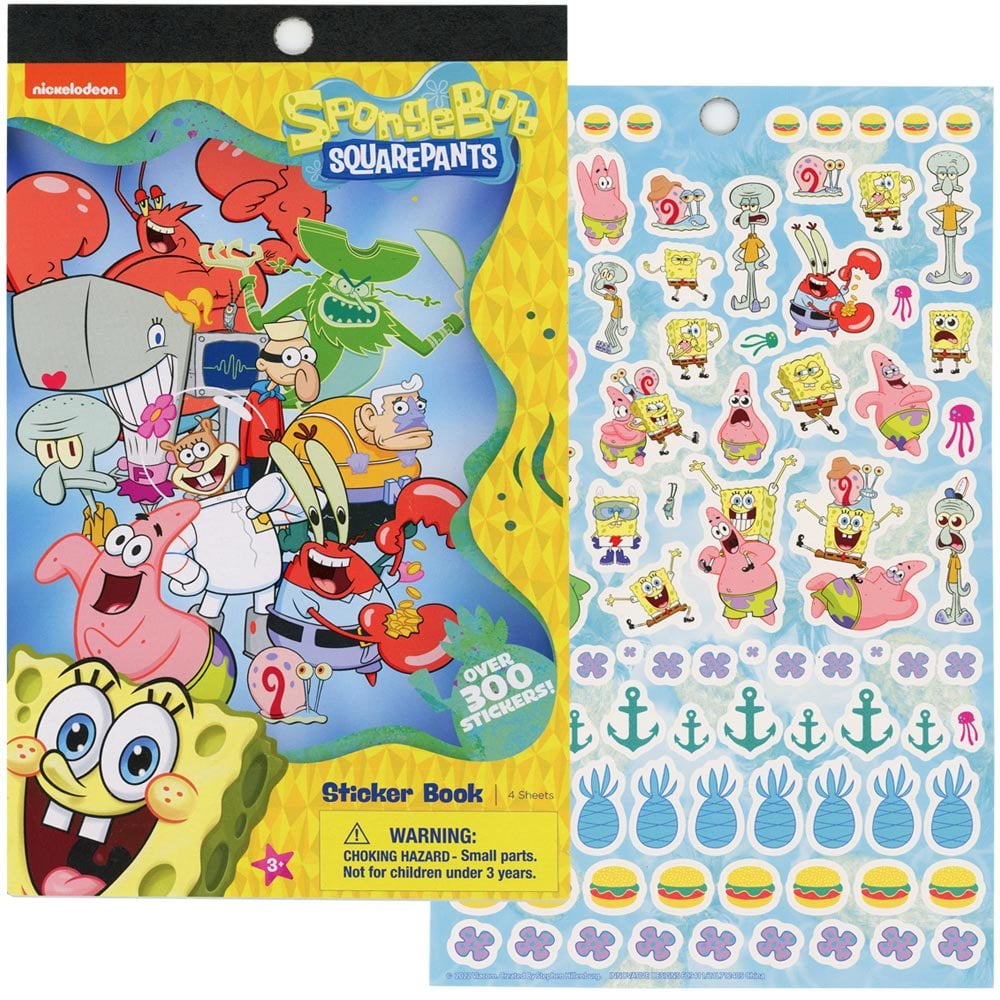 Sponge Bob 4 Sheet Sticker Pad, 200+ Stickers - Walmart.com