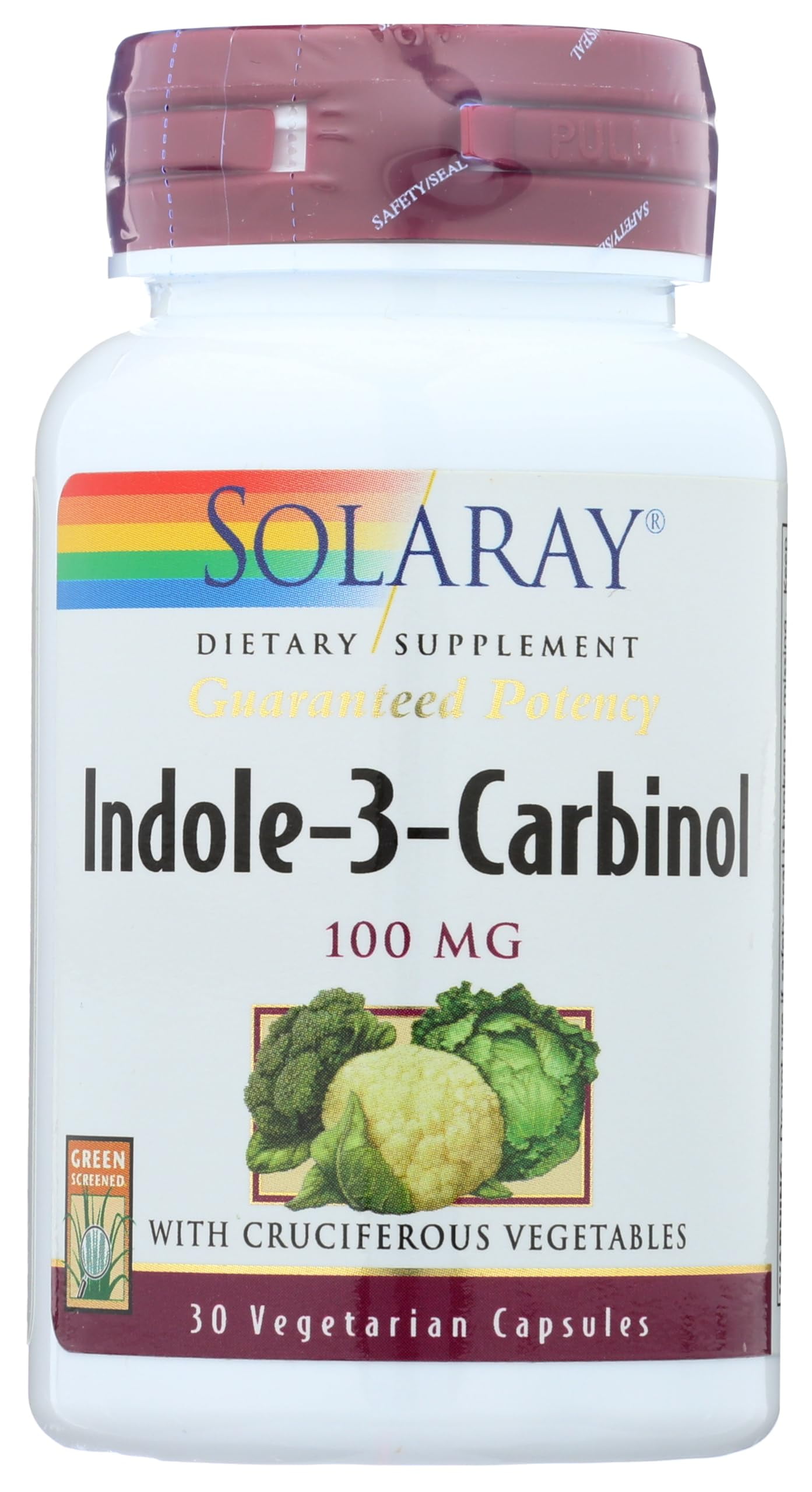Suplemento Solaray de indol-3-carbinol, 30 cápsulas (paquete de 2 ...