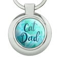 Cat Dad Keychain Classy Round Chrome Plated Metal - Walmart.com
