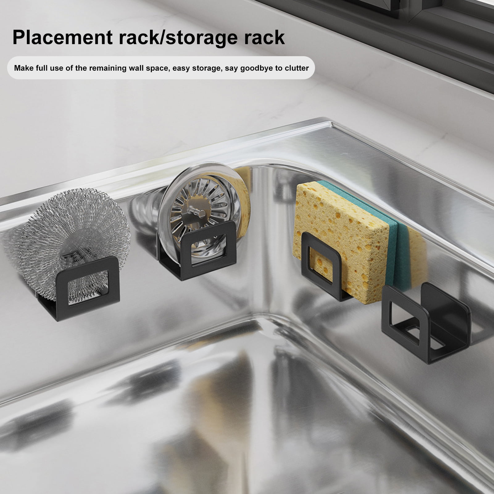 Washranp Sink Sponge Holder,Wall-mounted Punch-free Rust-Proo Drain ...