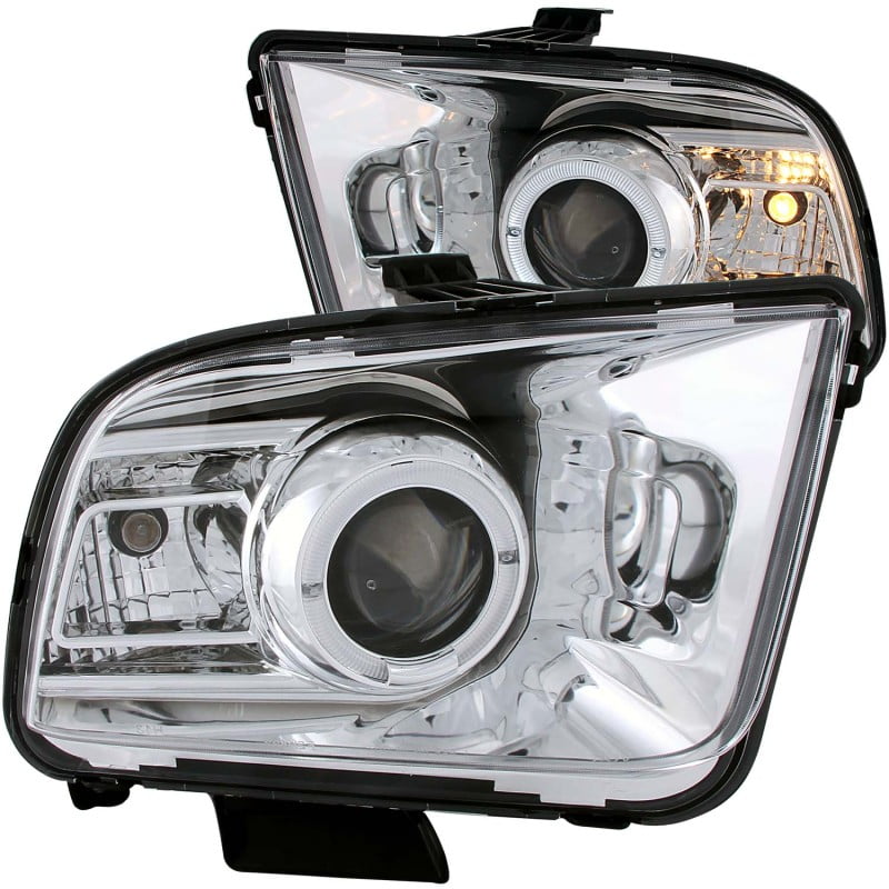 ANZO 2005-2009 Ford Mustang Projector Headlights w/ Halo Chrome (2010 ...