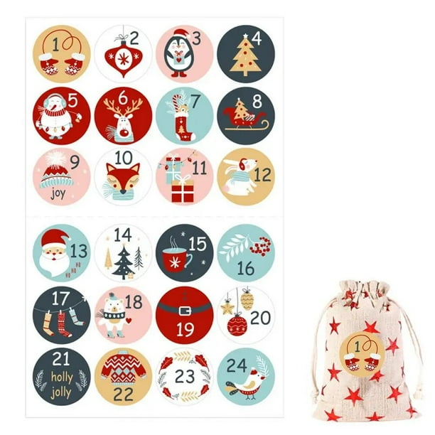 Pegatinas de Calendario de Adviento, pegatinas de Papá Noel, muñeco de ...